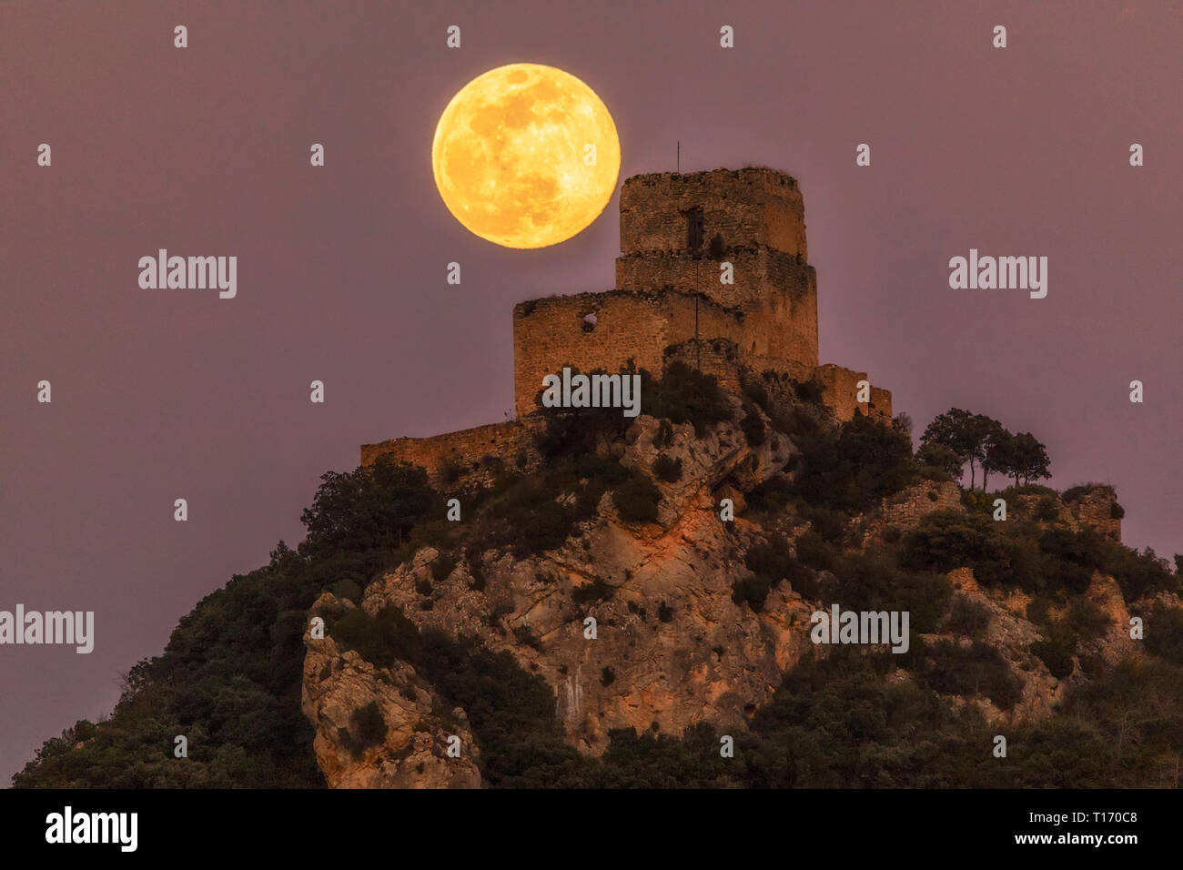 Full moon over castle hi-res stock photography and images - Alamy