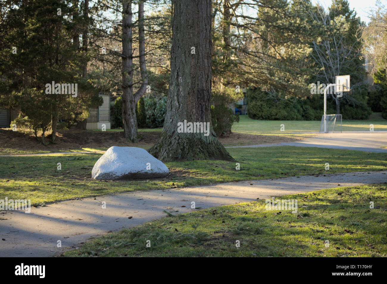 Painted boulder at Alderwood Park, Surrey, British Columbia, Canada ...