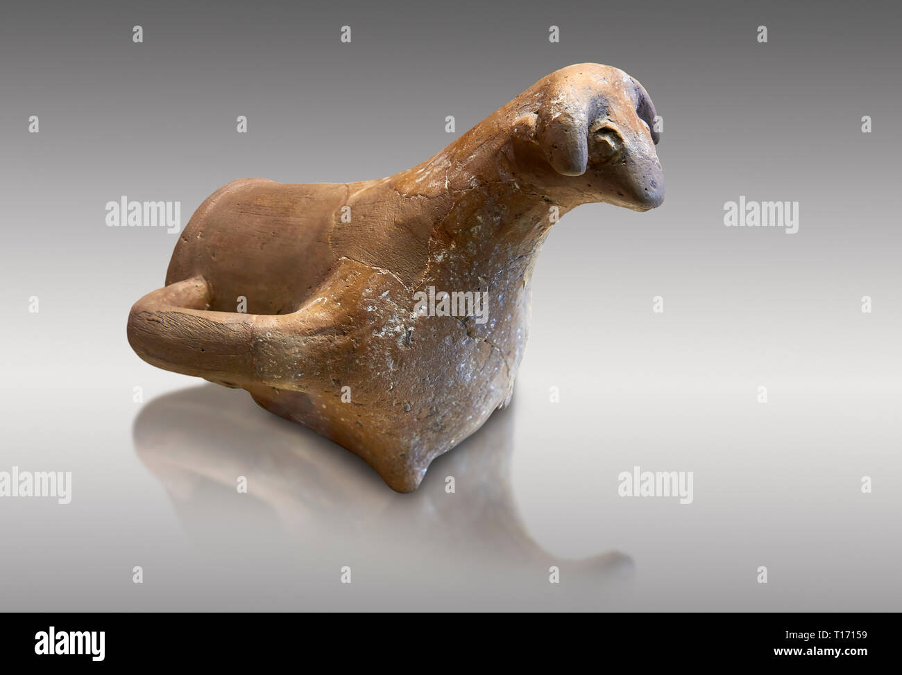 Hittite terra cotta ceremonial libation rhython in the shape of an ...