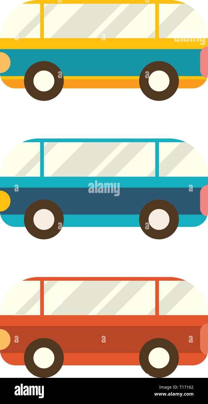 Set of Simple Buses. Flat Design, Vector Illustration Stock Vector ...