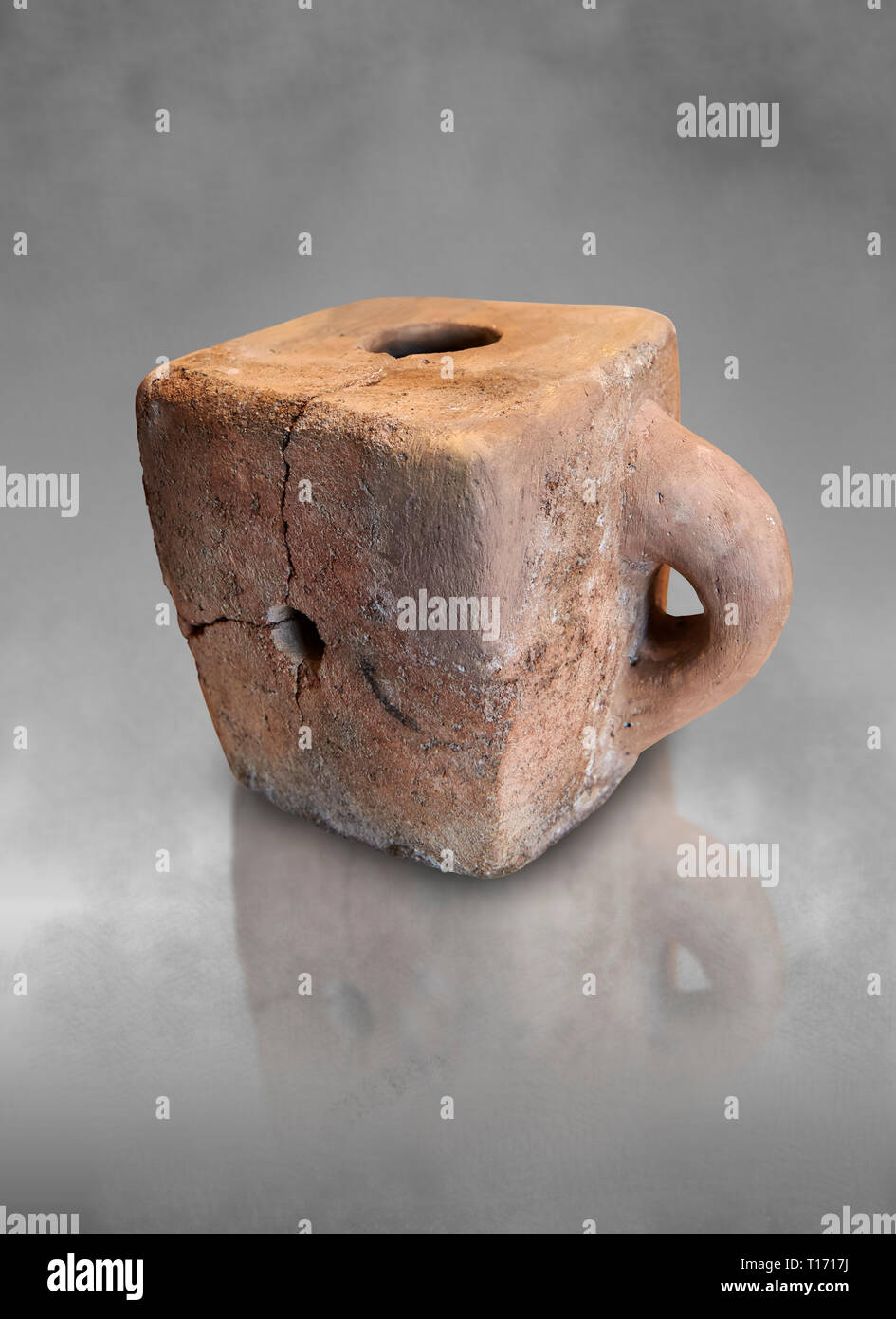 Hittite terra cotta cube shaped libation vessel. Hittite Empire, Alaca ...