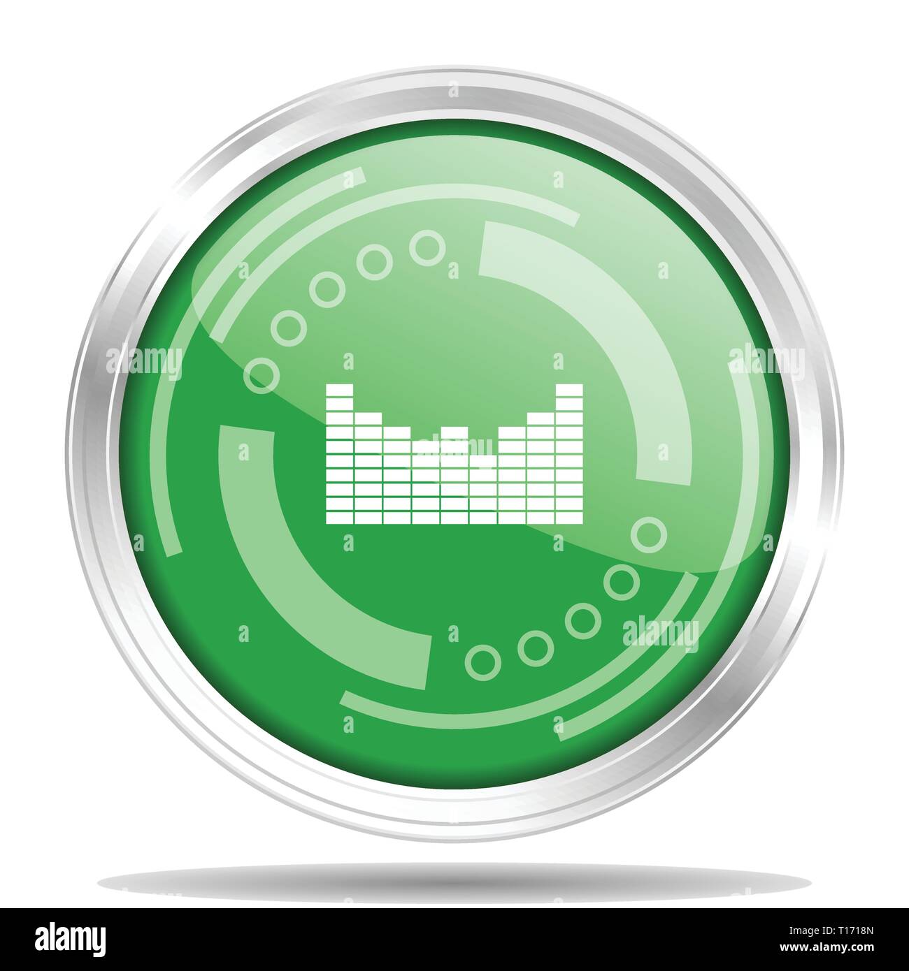Sound silver metallic chrome border round web icon, vector illustration ...