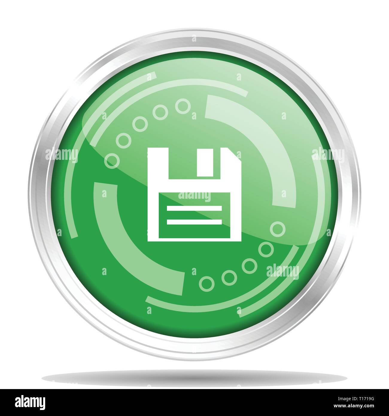 Disk silver metallic chrome border round web icon, vector illustration ...
