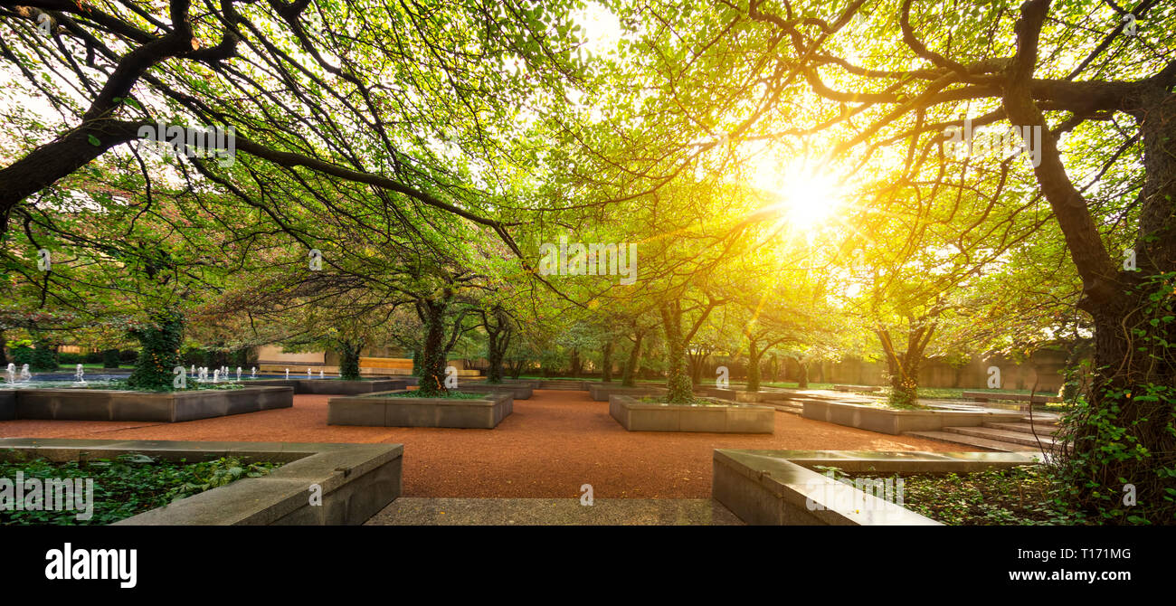 Famous Chicago square in the morning, USA Stock Photo - Alamy