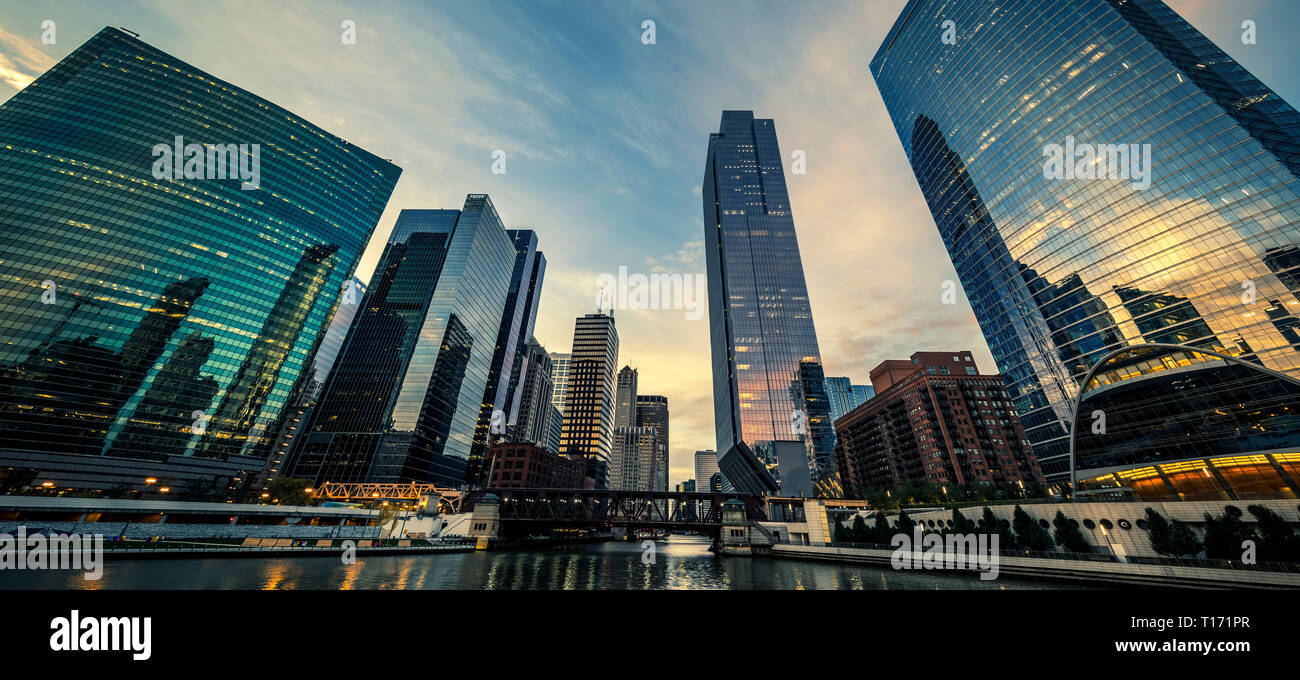 Chicago with morning light, USA Stock Photo - Alamy