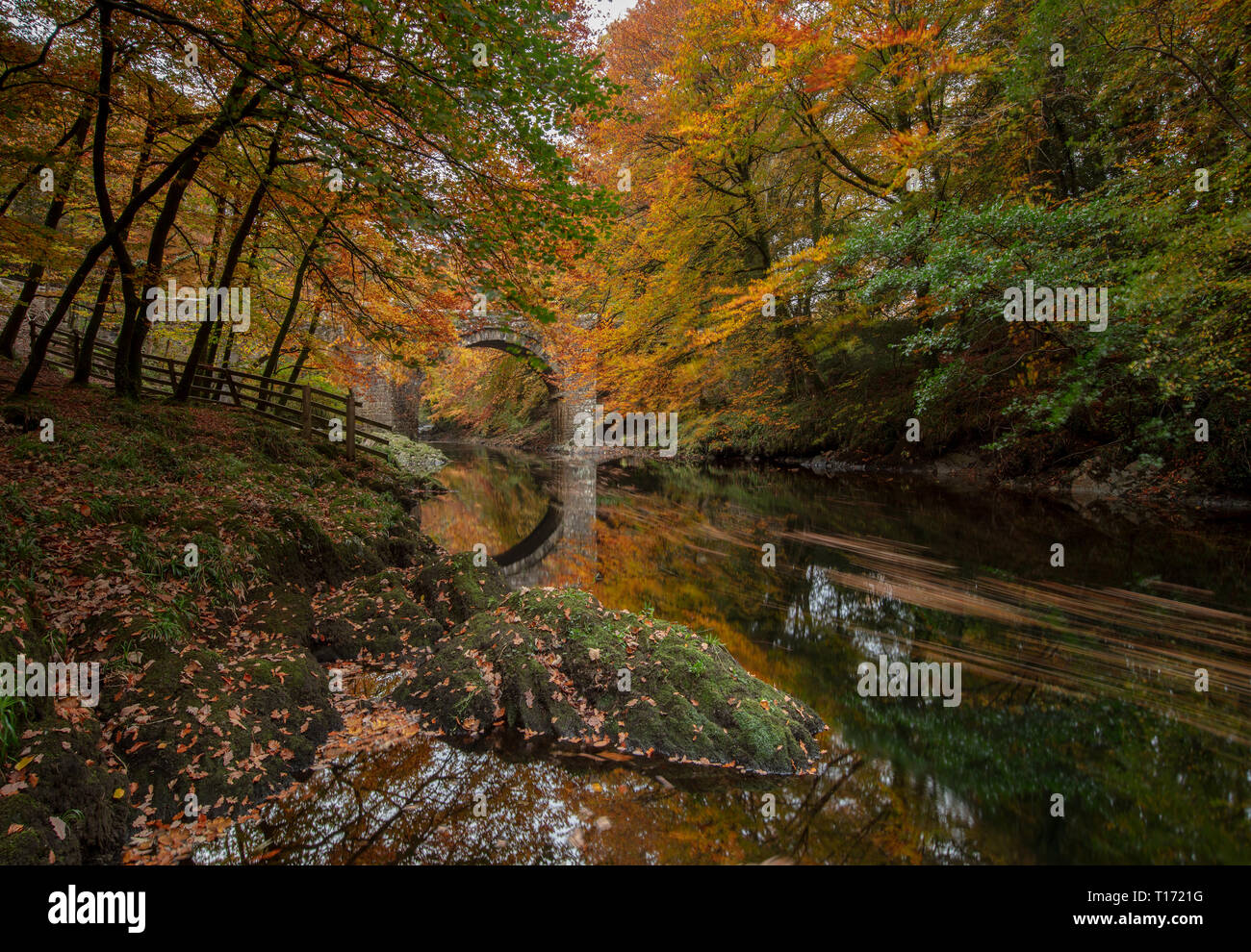 Holne Bridge is a Grade II* listed medieval bridge over the River Dart ...