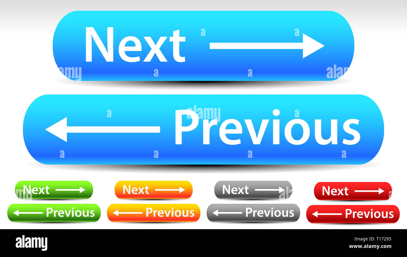 Rounded Next Previous Buttons with Arrows Stock Photo - Alamy