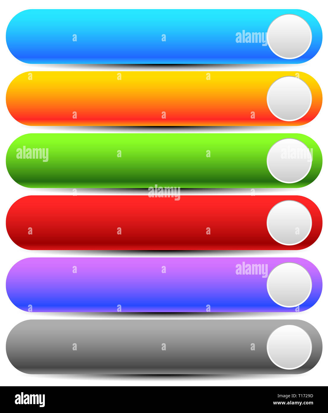 Long Blank Buttons with Rounded Corners and Empty Gray Circles Stock ...