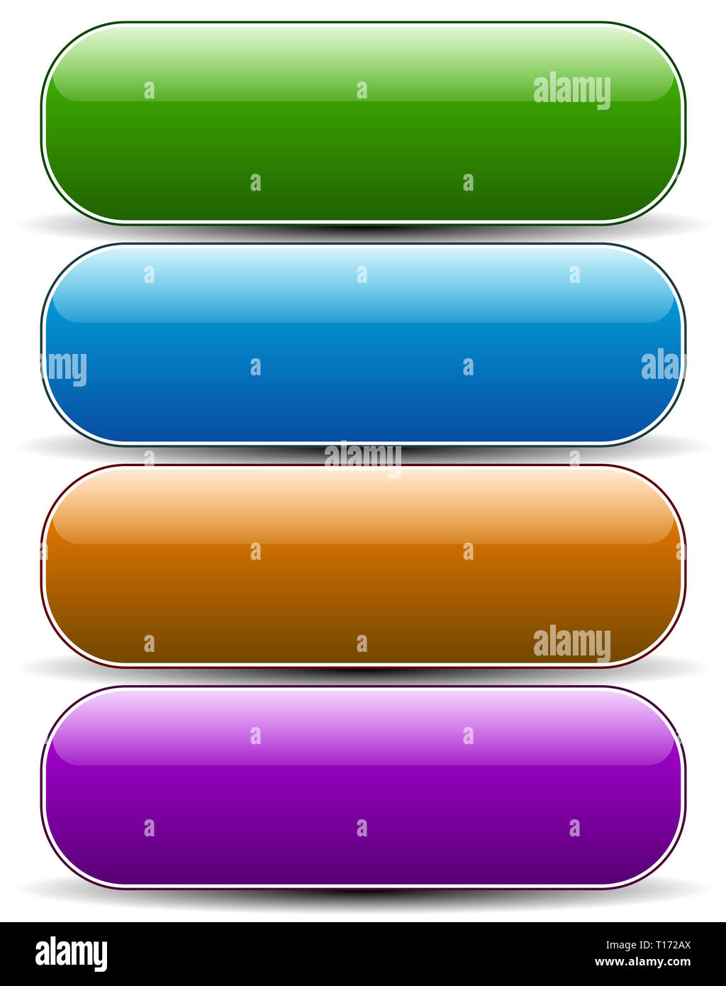 Vector illustration of glossy empty rounded button or banner ...