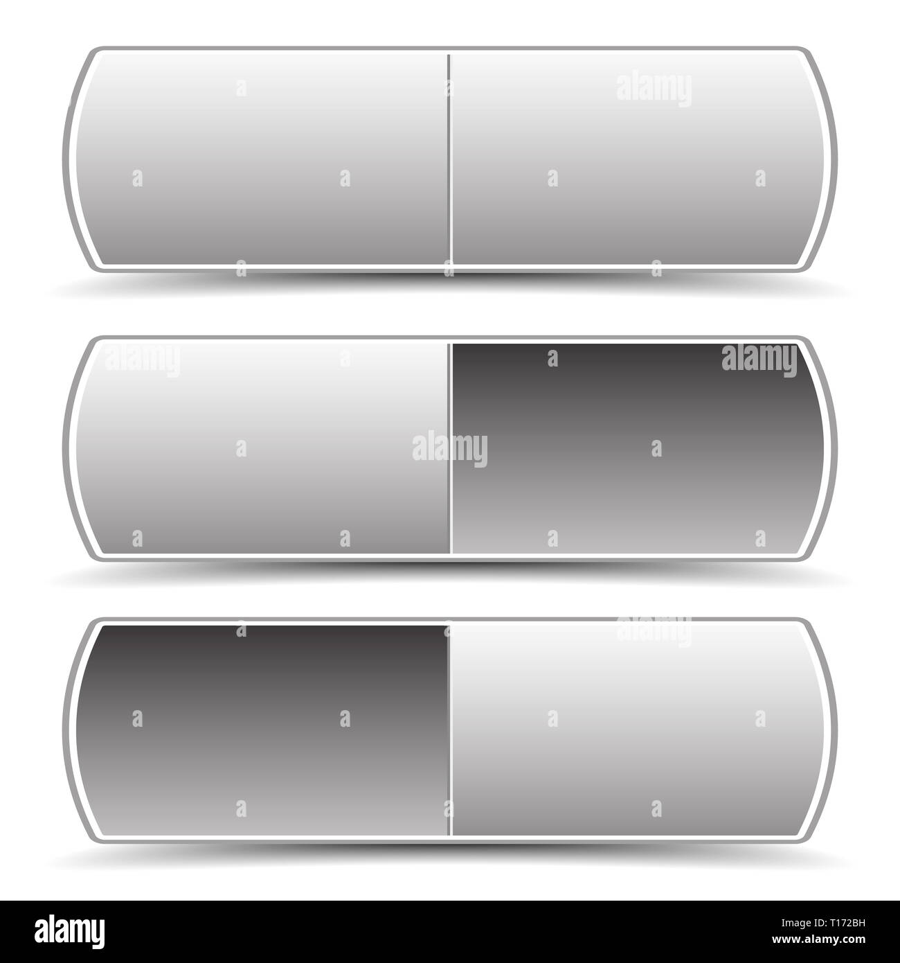 Button templates. Pressed, pushed and intact versions. Gray vector ...