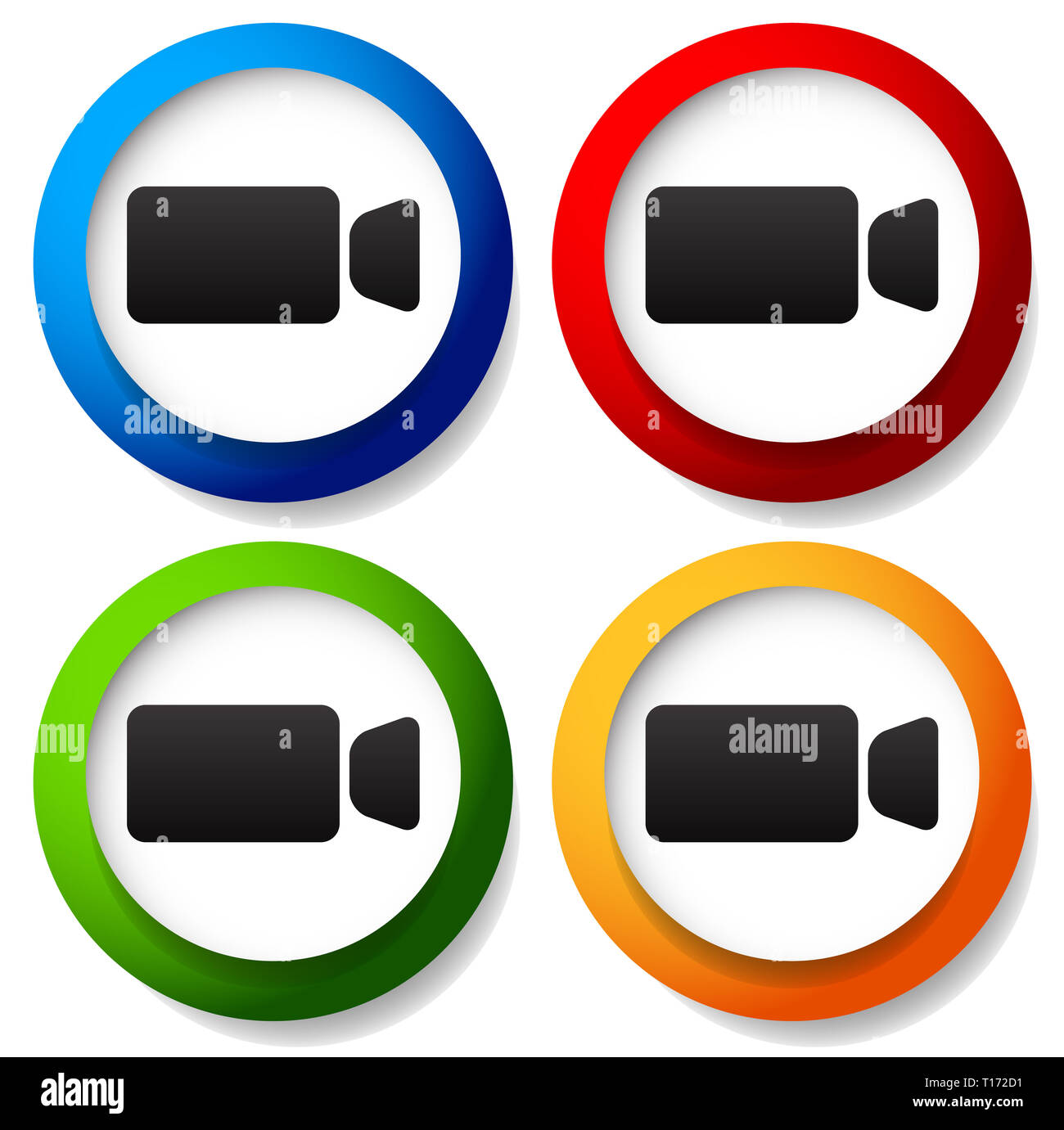 Round icon with small, compact video camera, handycam symbol Icon for ...