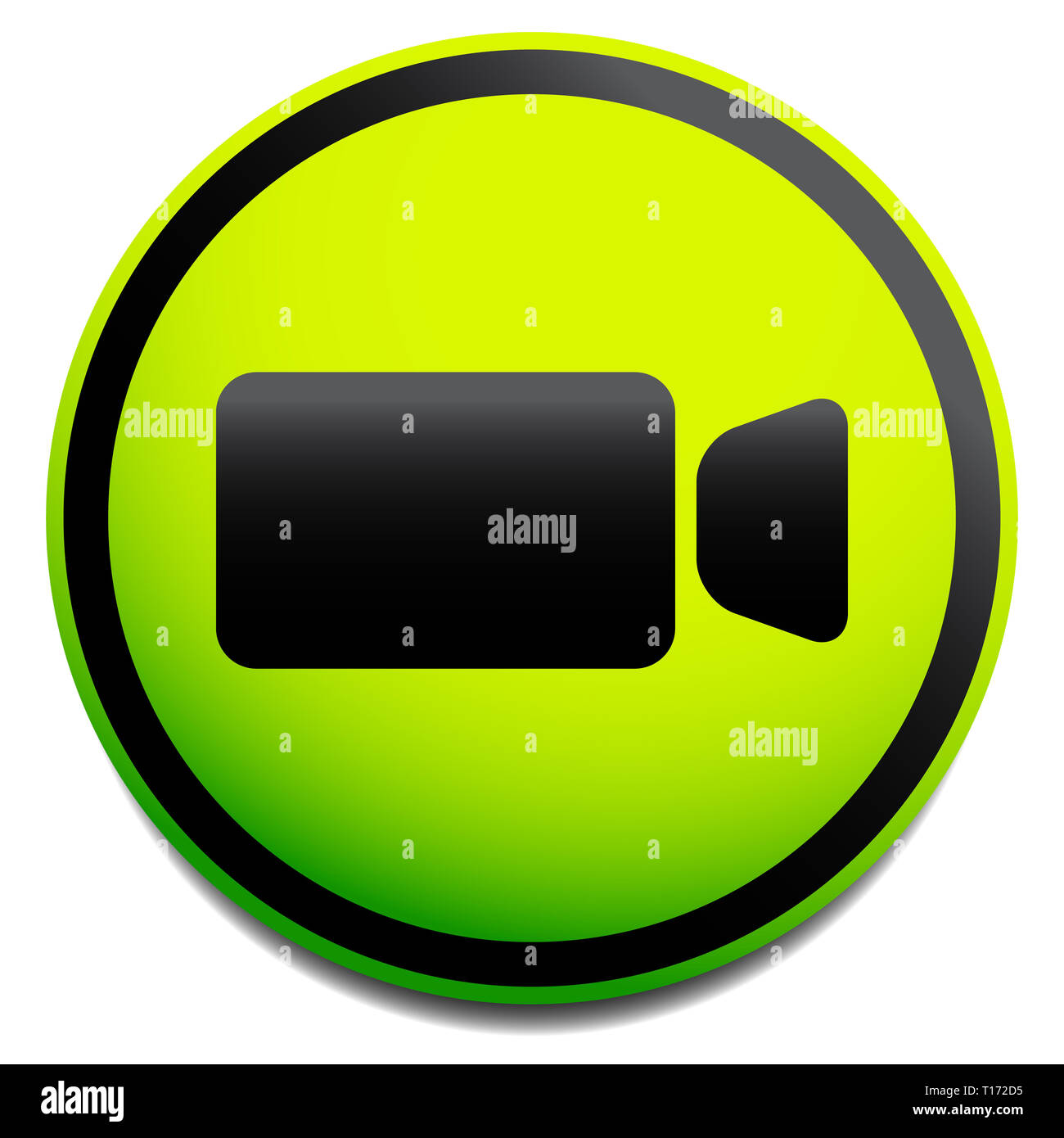 Round icon with small, compact video camera, handycam symbol Icon for ...