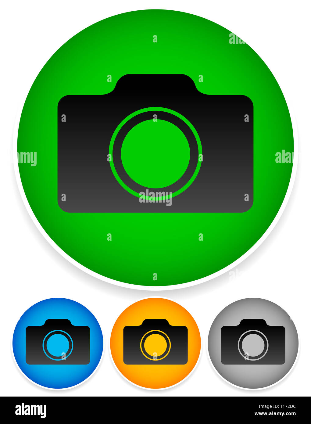 Eps 10 vector illustration of Circle icons / buttons with professional, DSLR camera symbol ...