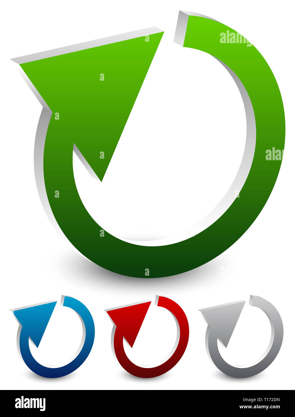 Illustration of circular arrow. 3d cyclic arrows, restart, loop ...