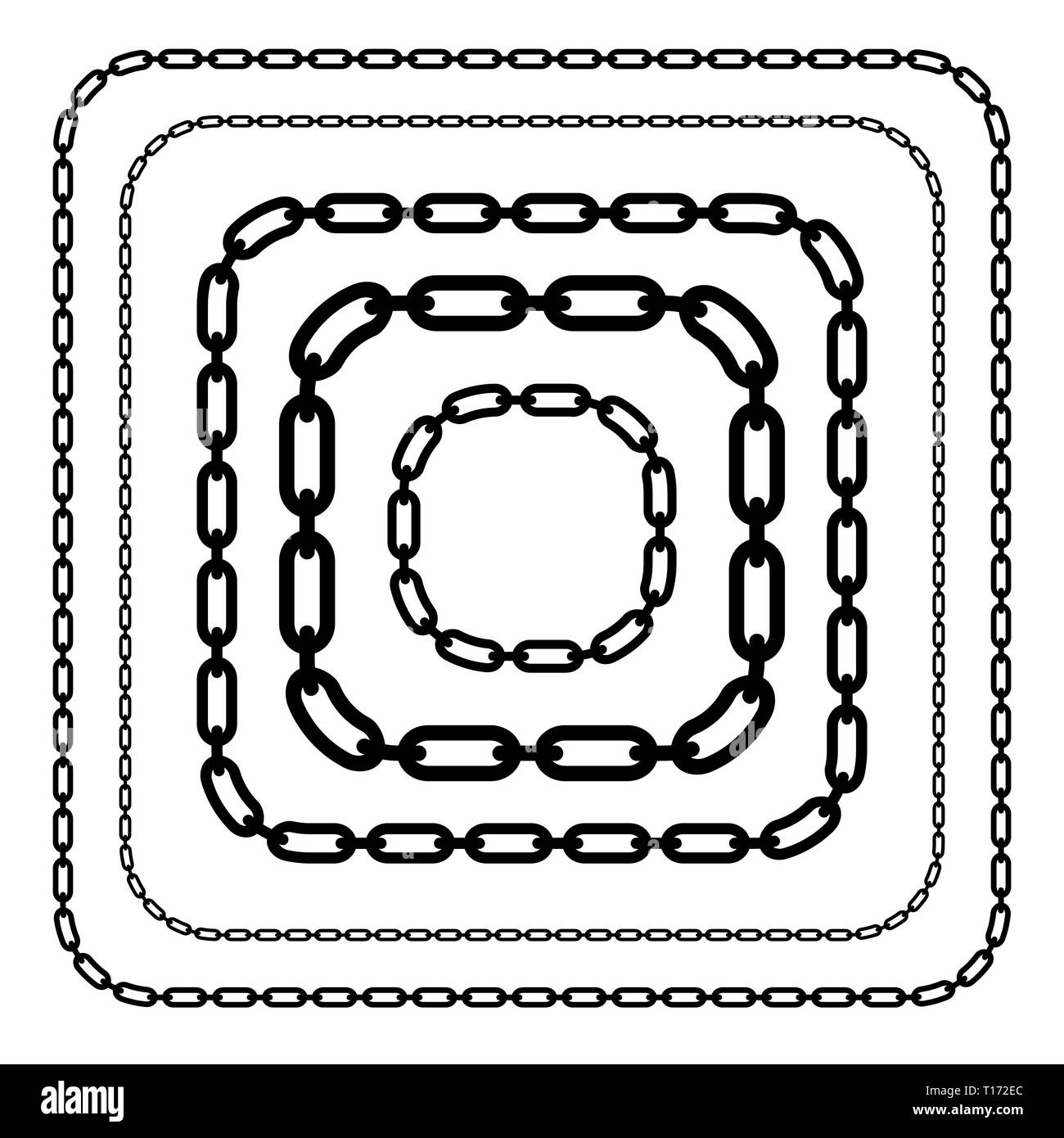 Chains, chain link shapes isolated. Various versions. Editable vector ...