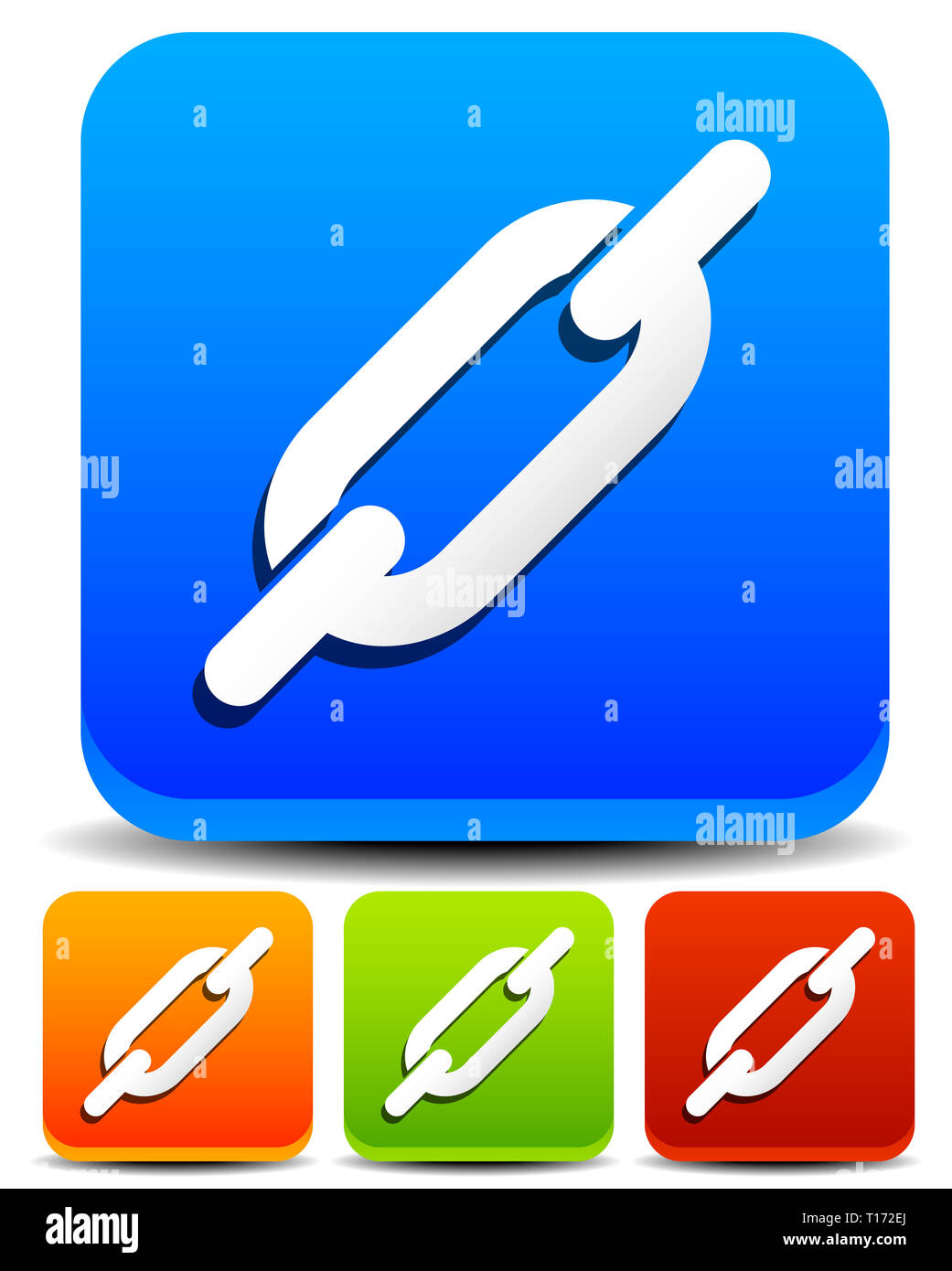 Colorful chain, chain link icons - Buttons, icons with chain link ...