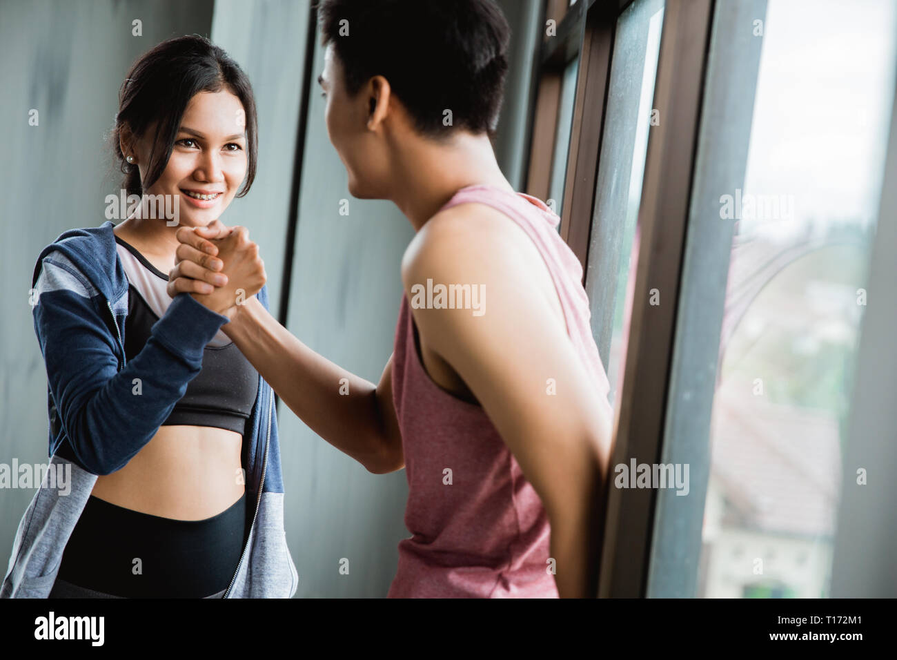 Sport shake hand hi-res stock photography and images - Alamy