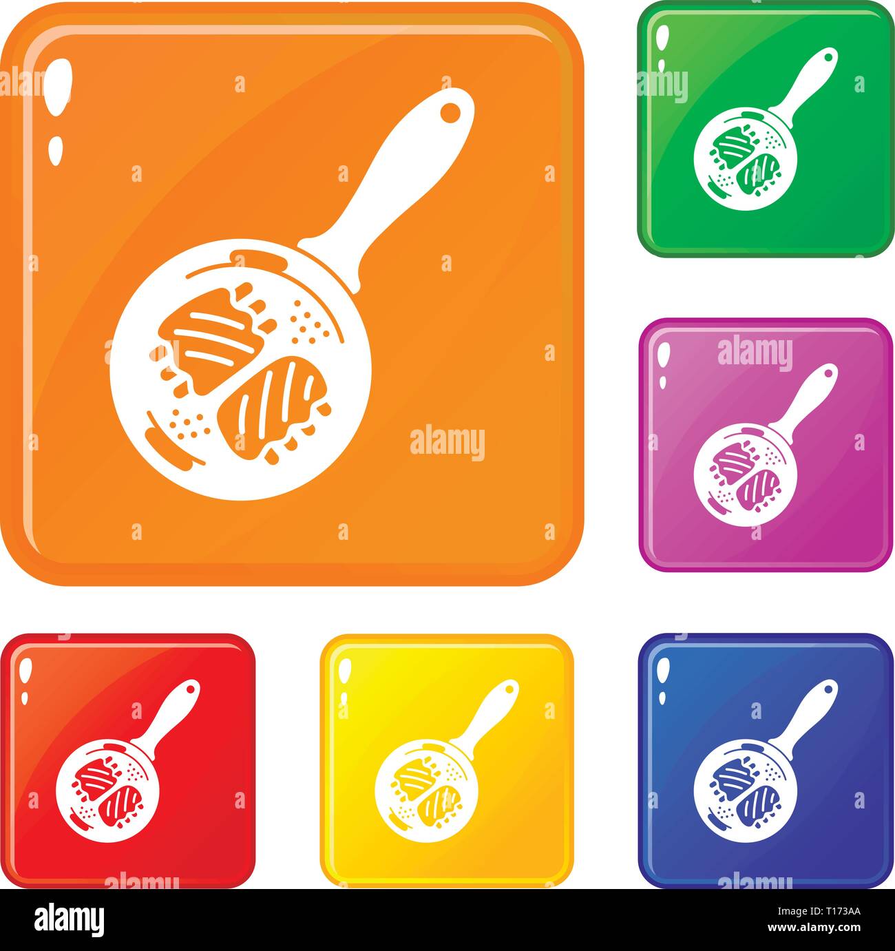 Steak on griddle icons set vector color Stock Vector Image & Art - Alamy