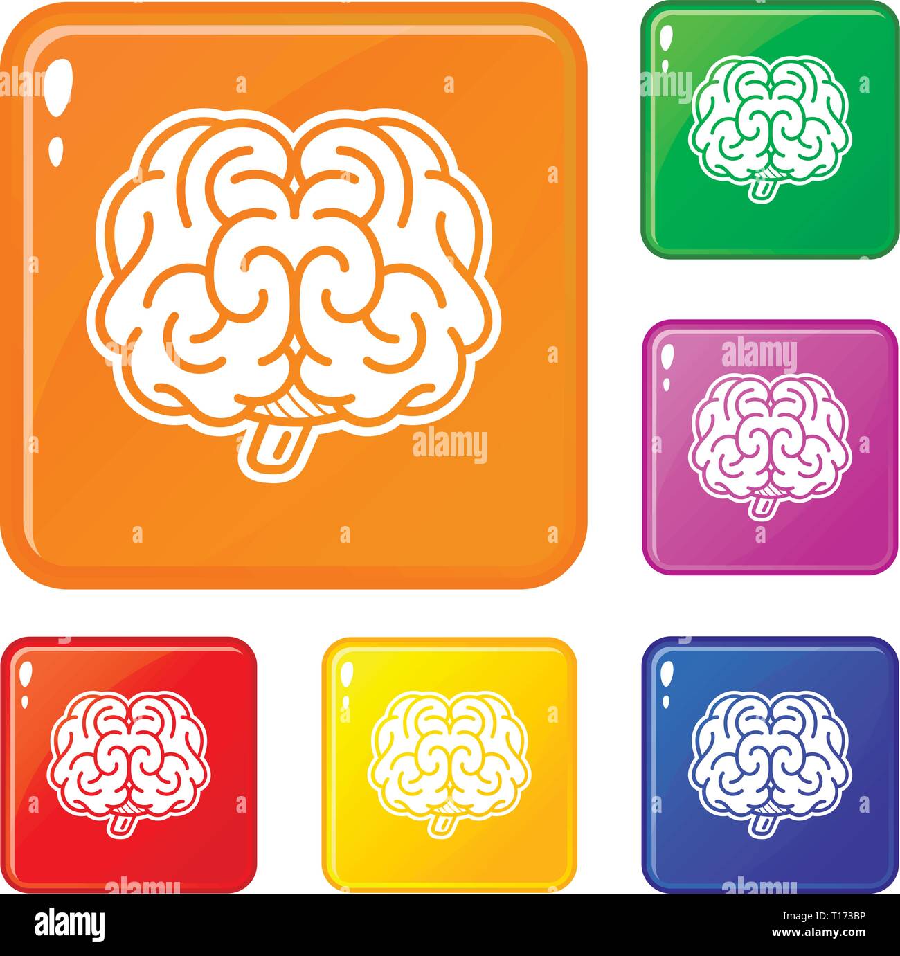 Front Brain Icons Set Vector Color Stock Vector Image And Art Alamy