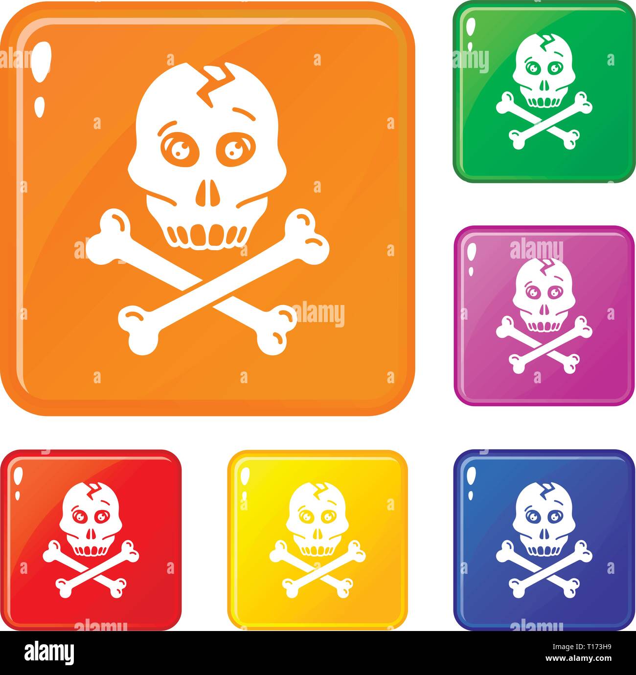 Skull bone icons set vector color Stock Vector Image & Art - Alamy