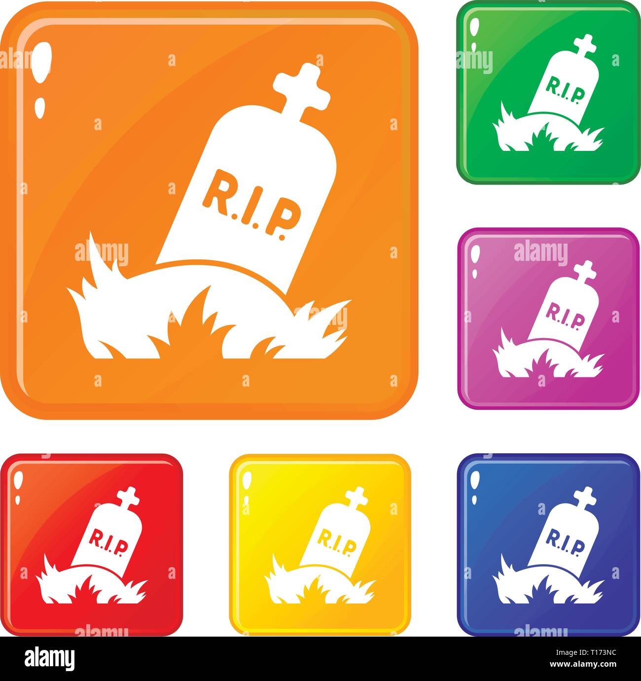 Rip grave icons set vector color Stock Vector Image & Art - Alamy
