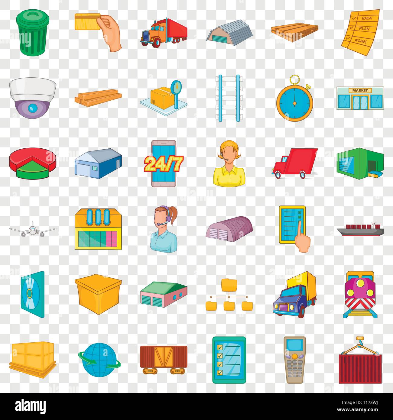 Warehouse icons set, cartoon style Stock Vector Image & Art - Alamy