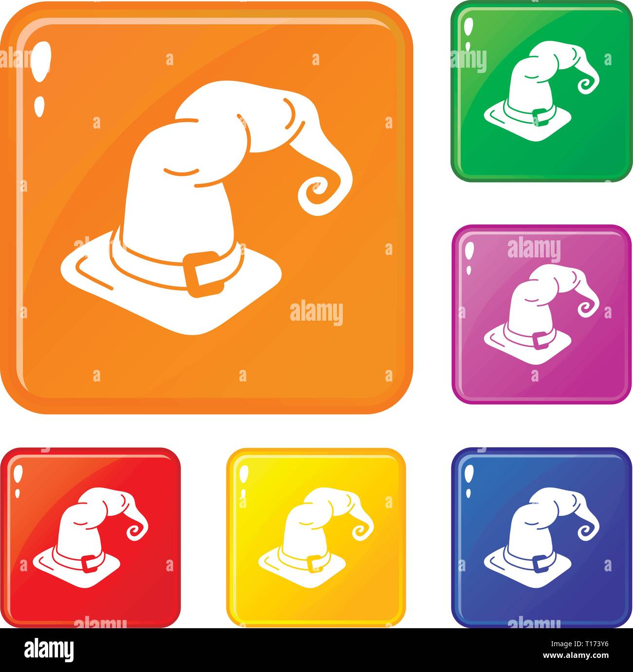 Witch hat icons set vector color Stock Vector Image & Art - Alamy