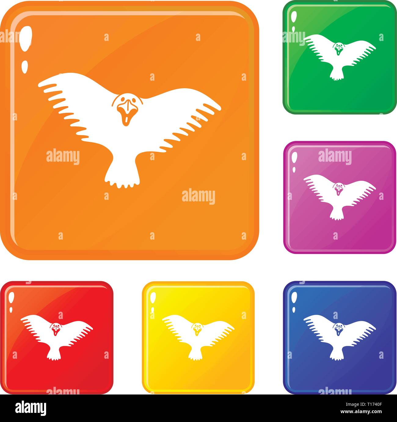 Black scary bird icons set vector color Stock Vector Image & Art - Alamy