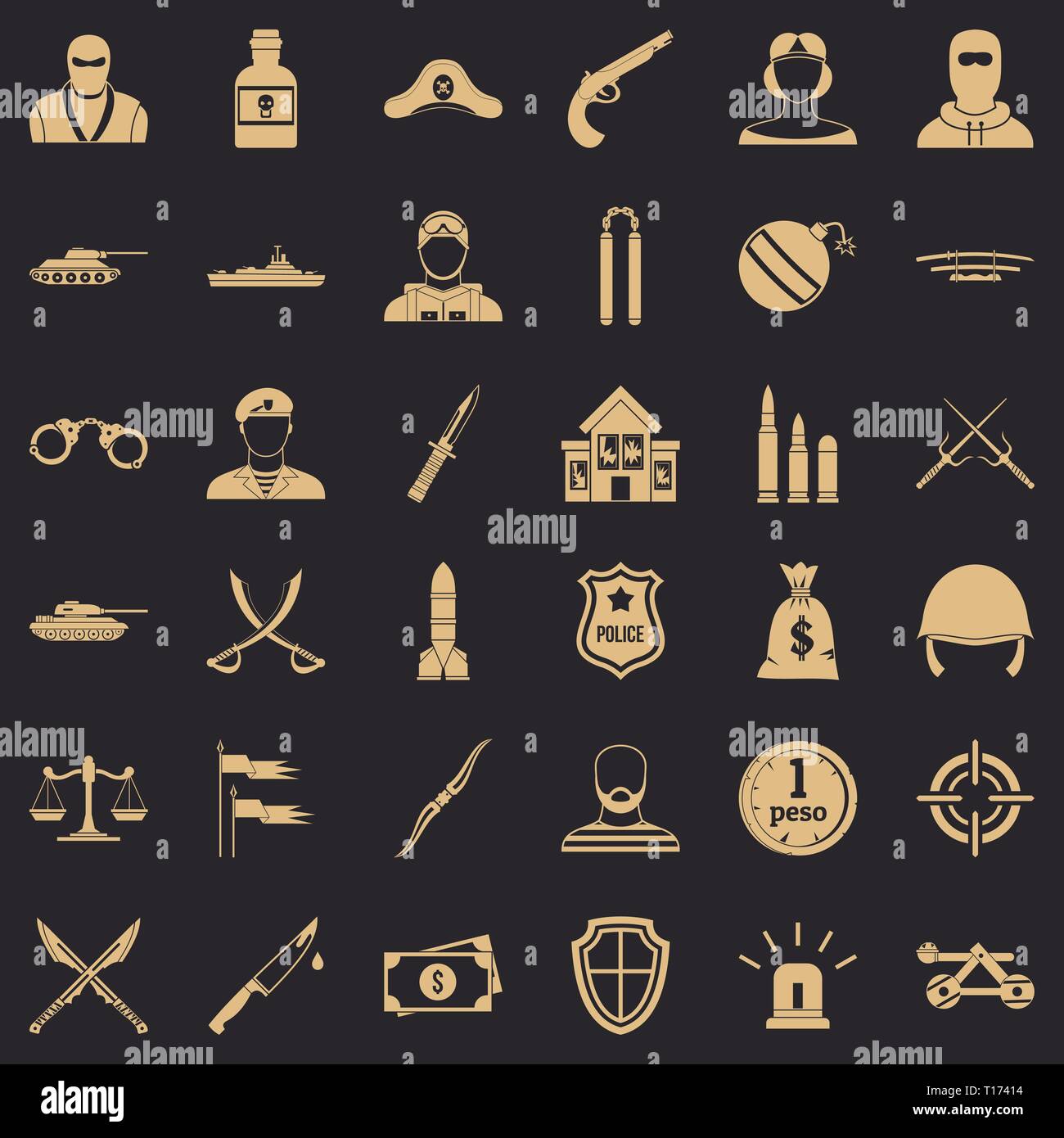 Police weapon icons set, simple style Stock Vector Image & Art - Alamy