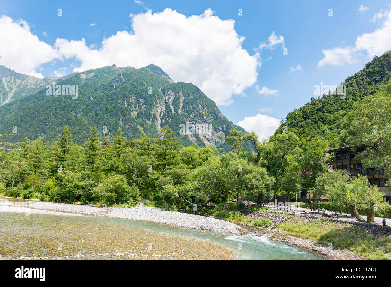 River and Summer Forest Landscape,Pathway at Kamikochi in Japan Stock ...