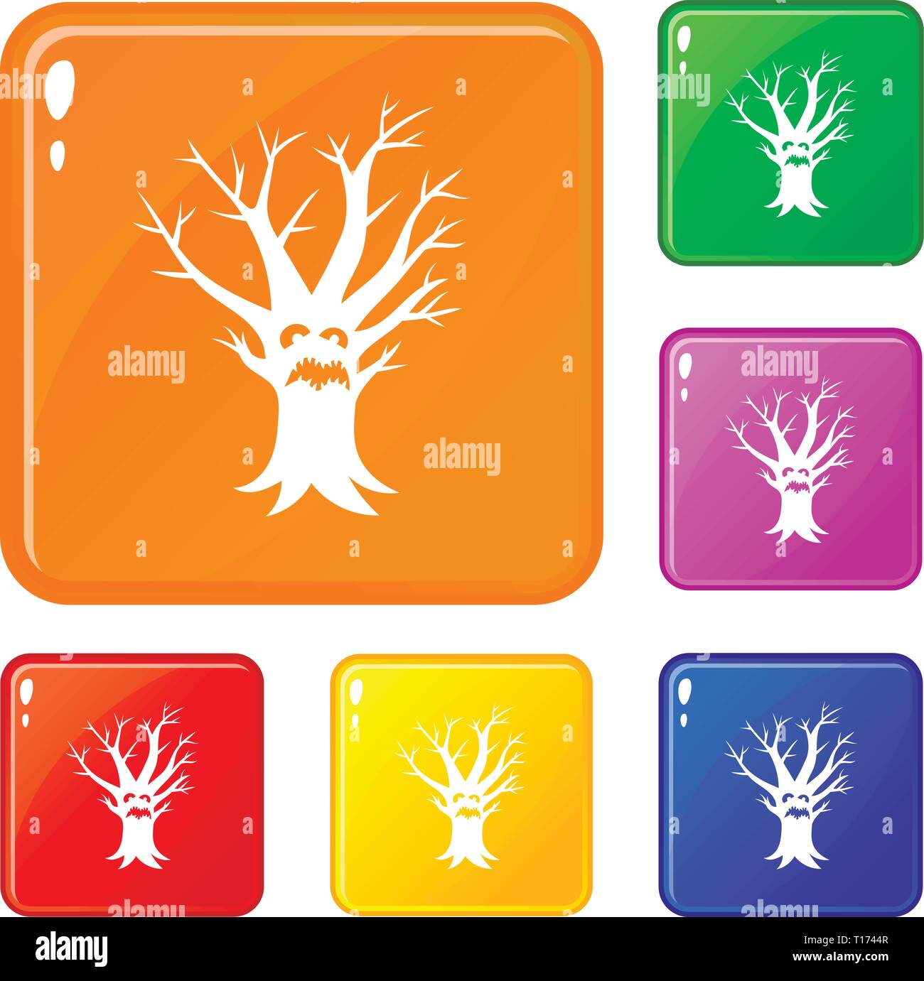 Scary tree icons set vector color Stock Vector Image & Art - Alamy