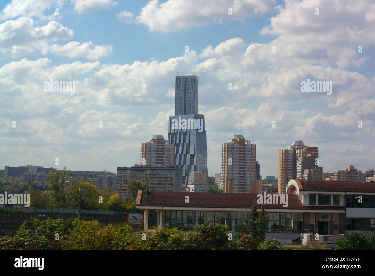 building on sky background Stock Photo - Alamy