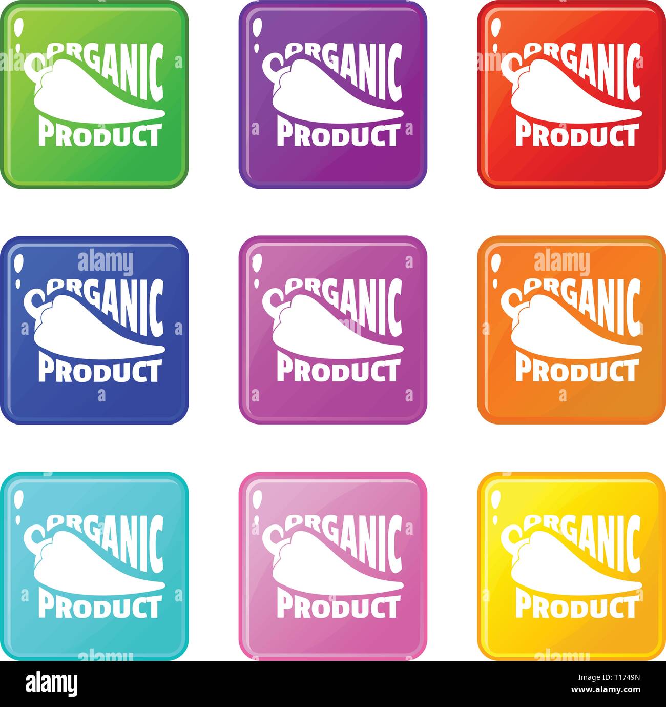 Organic bio product icons set 9 color collection Stock Vector Image ...
