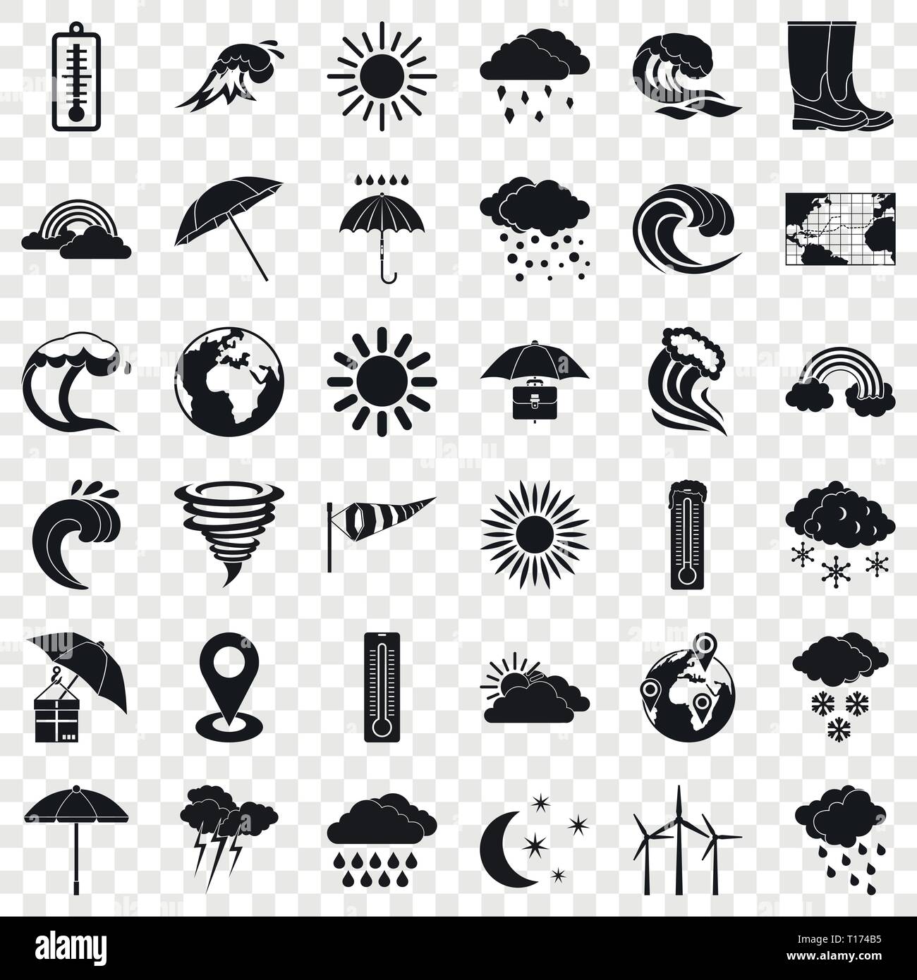 Weather icons set, simple style Stock Vector Image & Art - Alamy
