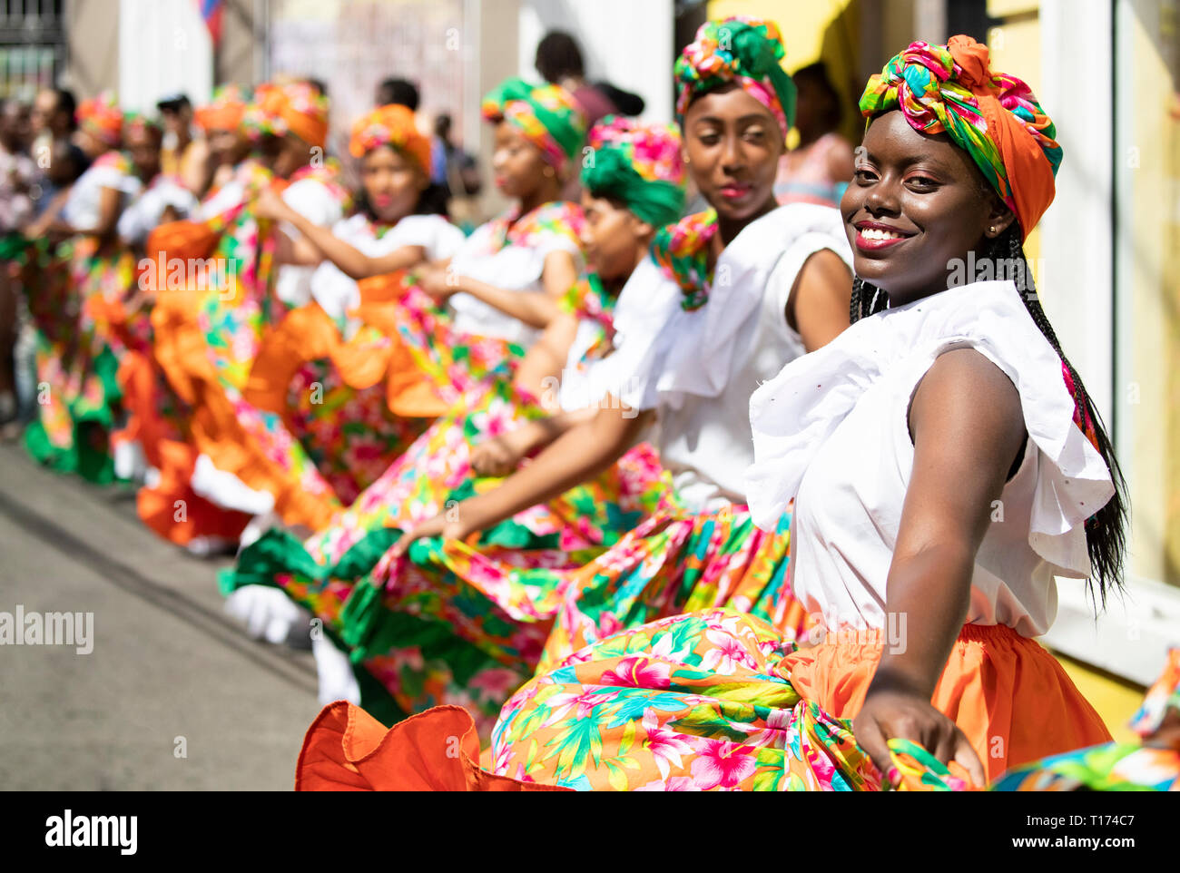 Dancers line the streets during a walkabout by the Prince of Wales and ...