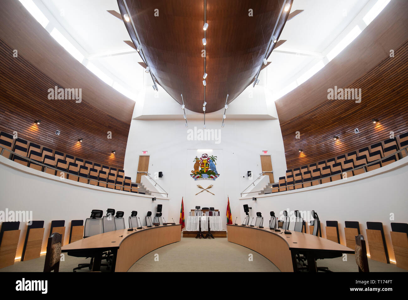 A general view of the main chamber of the Grenada Houses of Parliament ...