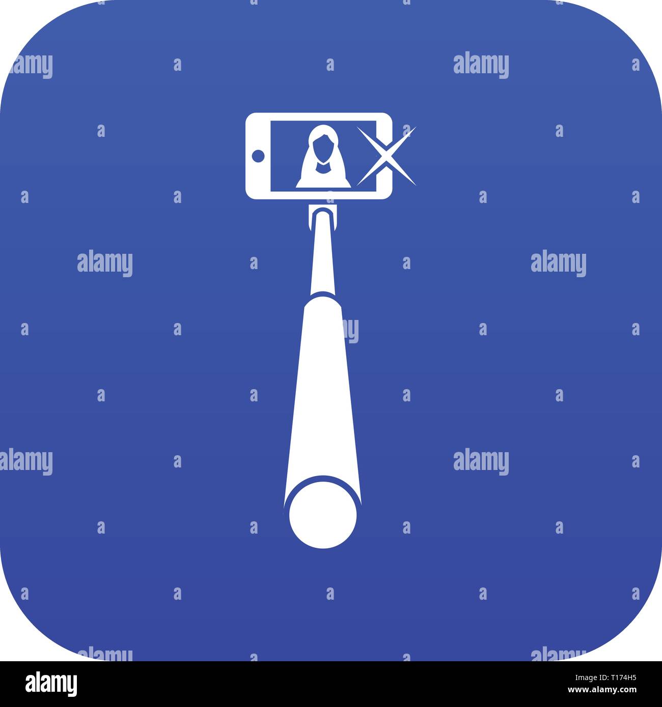 Selfie stick with mobile phone icon digital blue Stock Vector Image ...