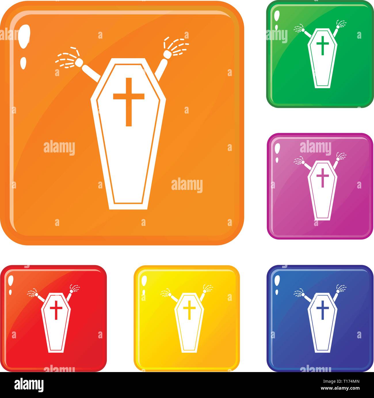 Halloween coffin icons set vector color Stock Vector Image & Art - Alamy