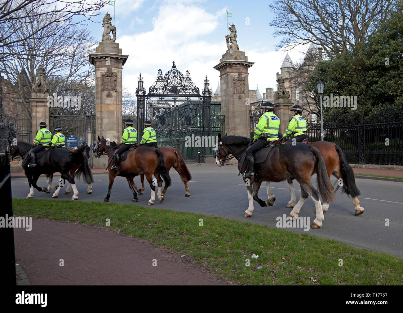 Mounted Police men and women, Holyrood Park, Edinburgh, Scotland, UK ...