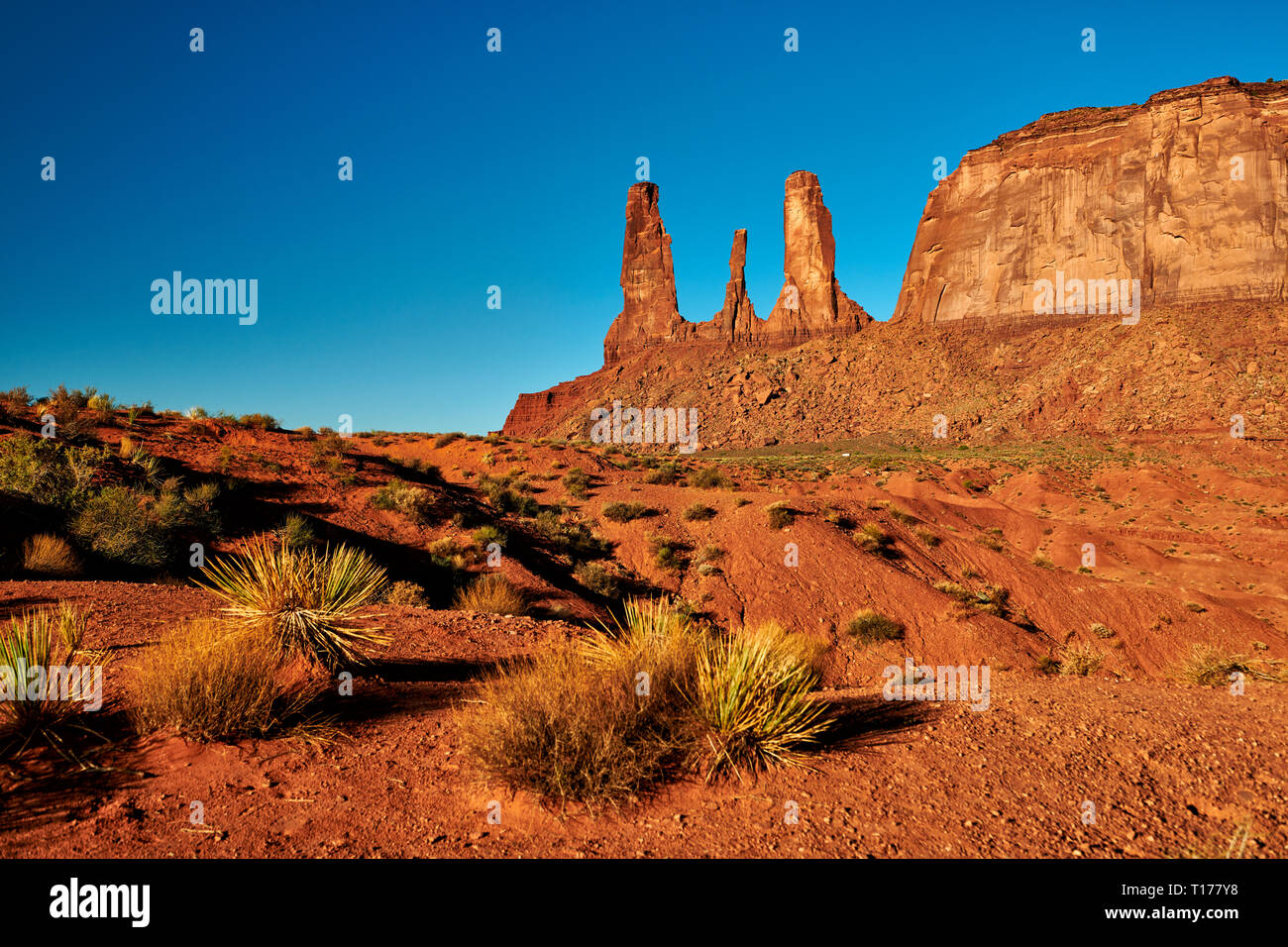 the Three Sisters in Monument Valley, Arizona, USA, North America Stock ...