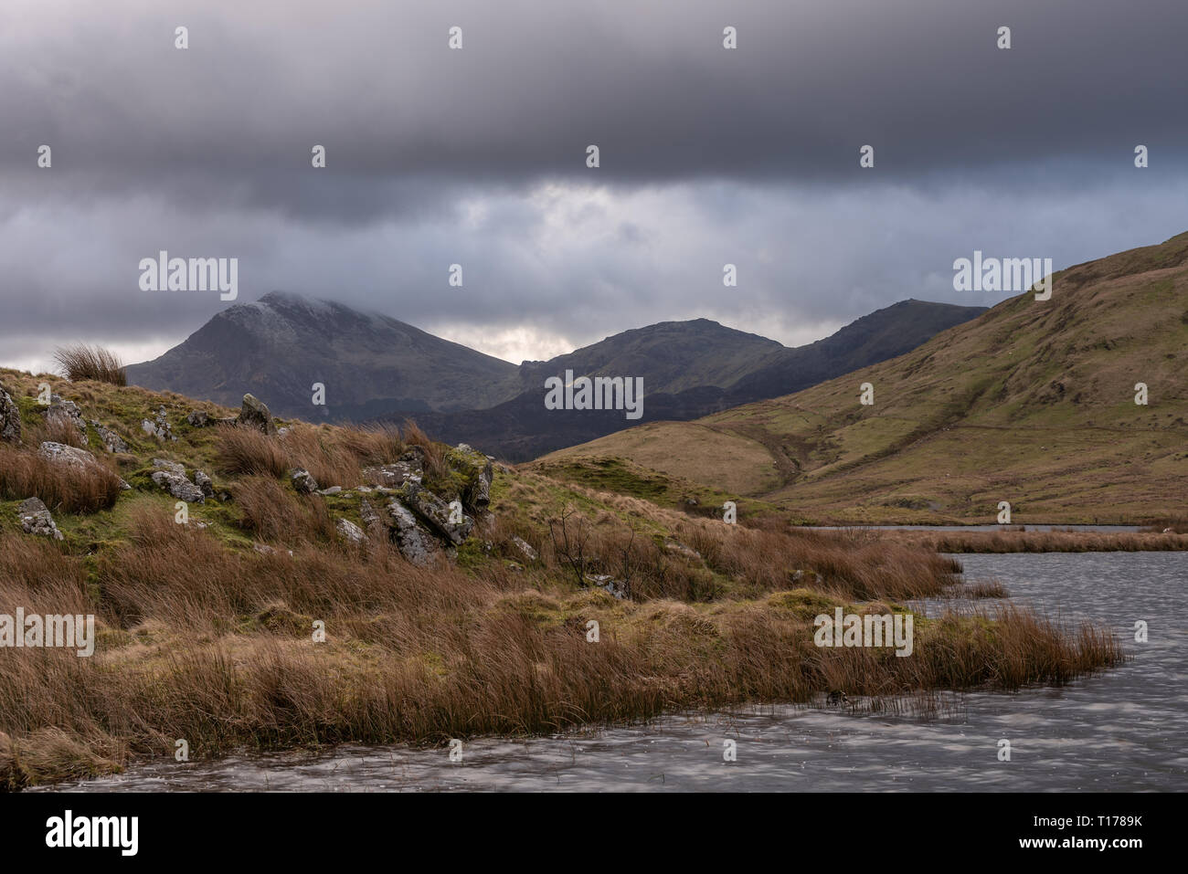 View of Moel Hebog Mountain. Snowdonia National Park in North Wales, UK ...