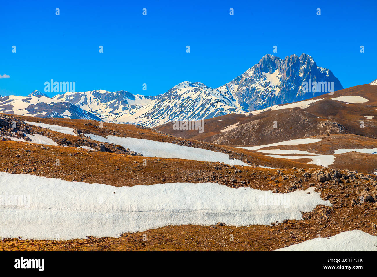 Panorama of Gran Sasso massif (east side Stock Photo - Alamy