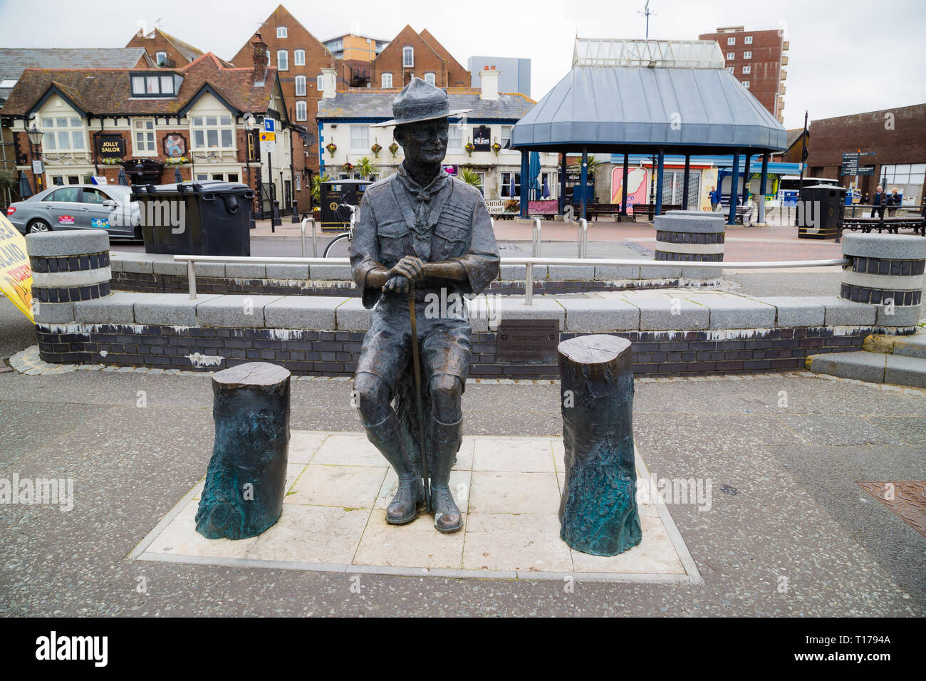 Statue of Robert Baden-Powell, the founder of the Boy Scout movement ...