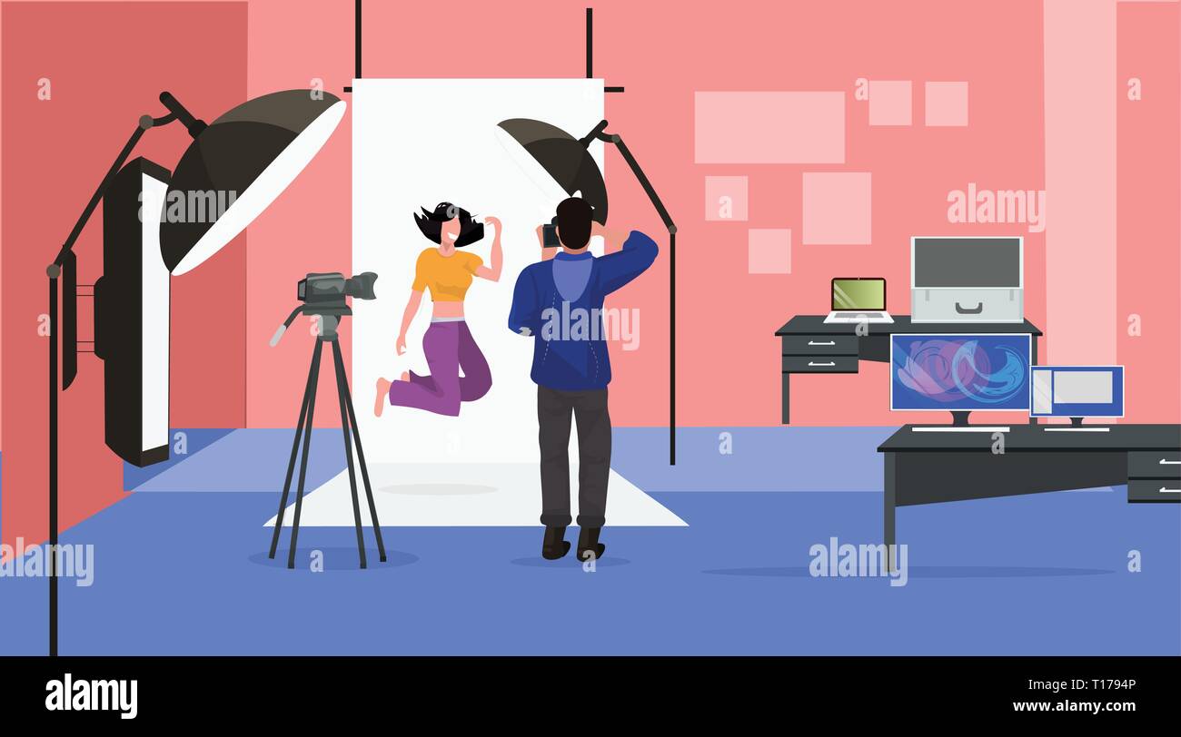 Studio model photo shoot Stock Vector Images - Alamy