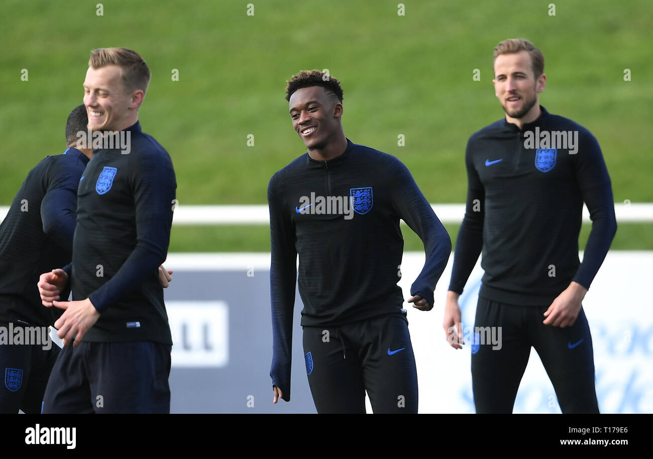 England's James Ward-Prowse, Callum Hudson-Odoi and Harry Kane during ...