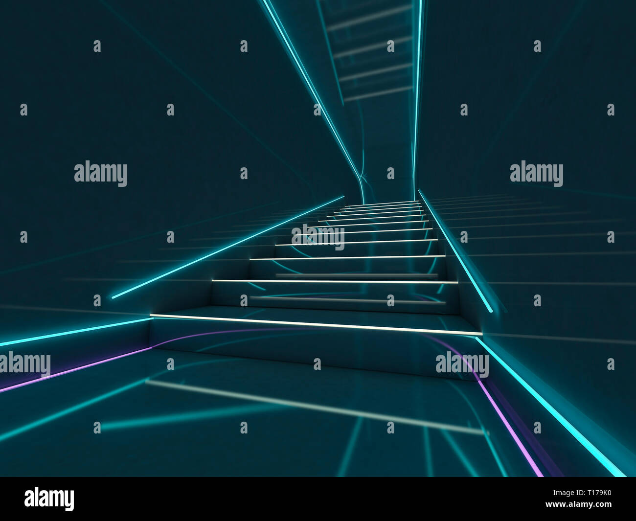 Abstract modern architecture background, empty open space interior. 3D ...
