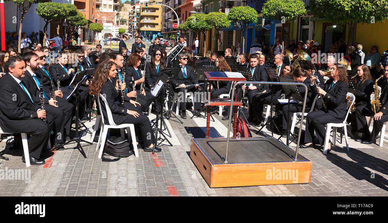 Spanish Wind Orchestra performing in Street at Falles Celebrations 2019 ...