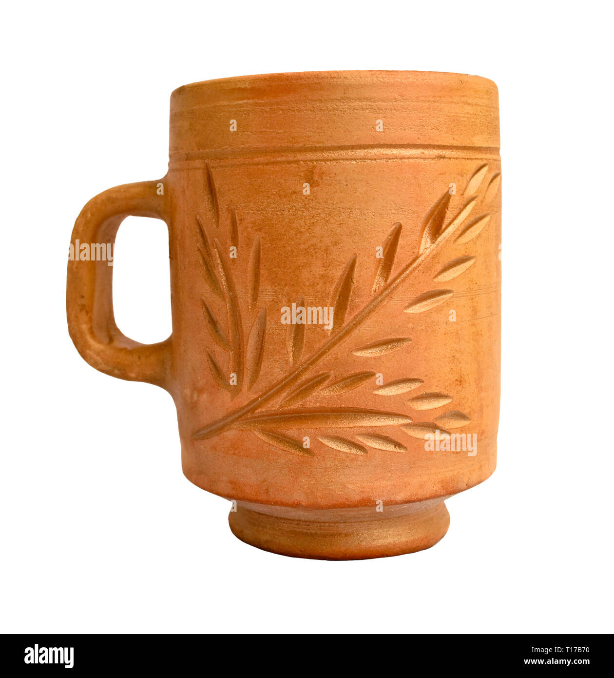 Clay cup isolated on white background Stock Photo - Alamy