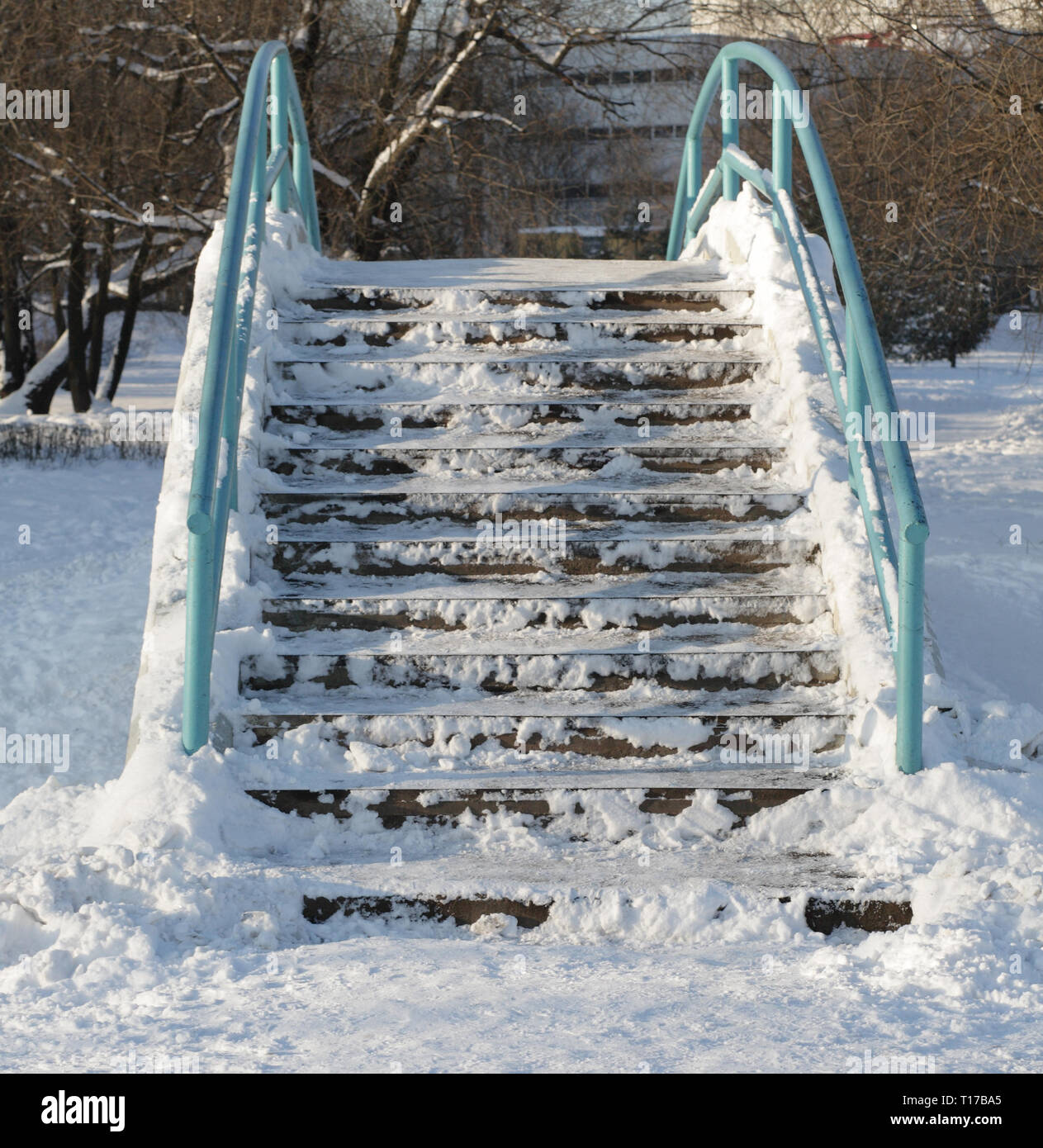 bridge over pond at winter in city park Stock Photo - Alamy