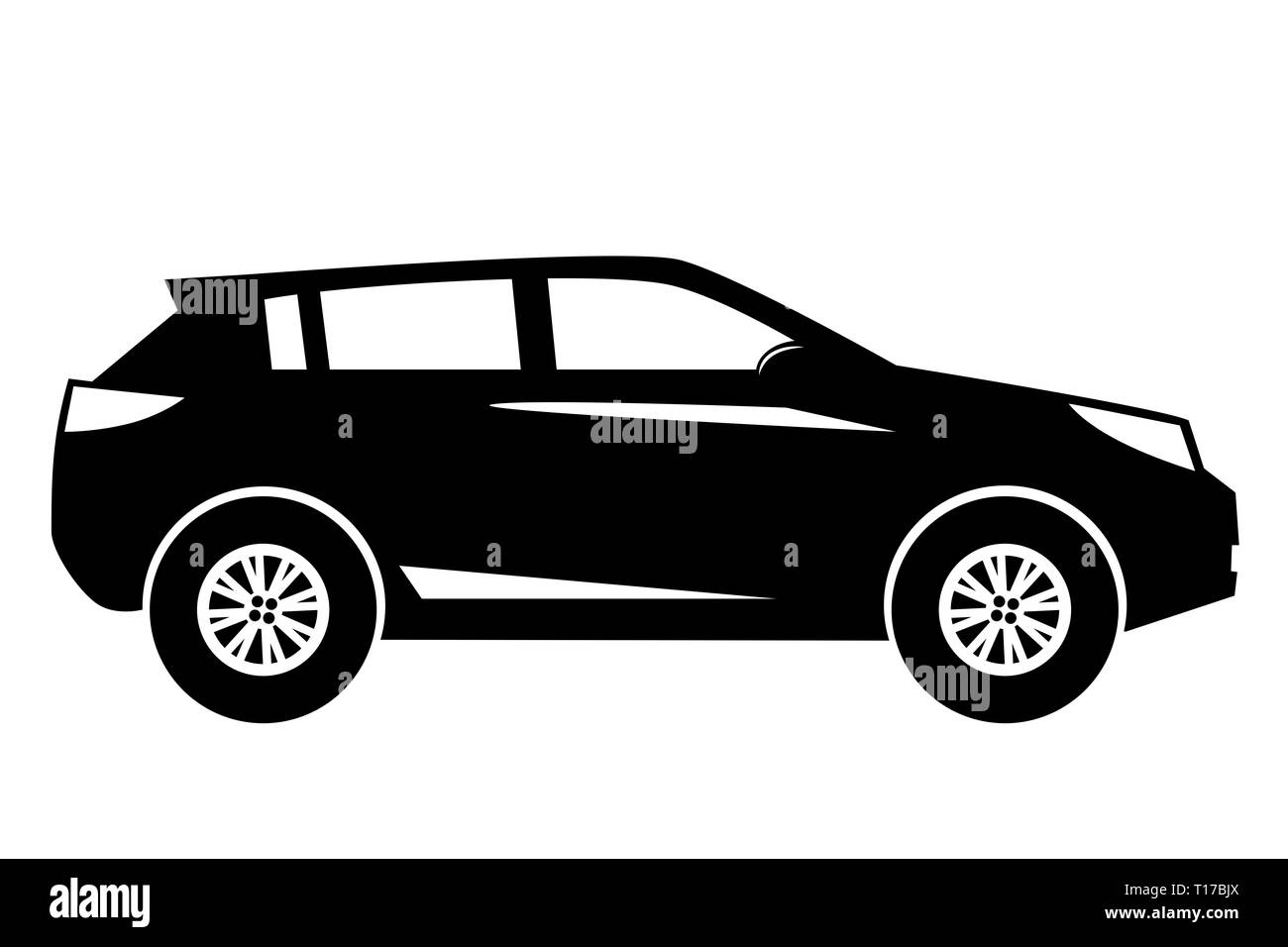Silhouette modern SUV or crossover side view isolated on white Stock ...